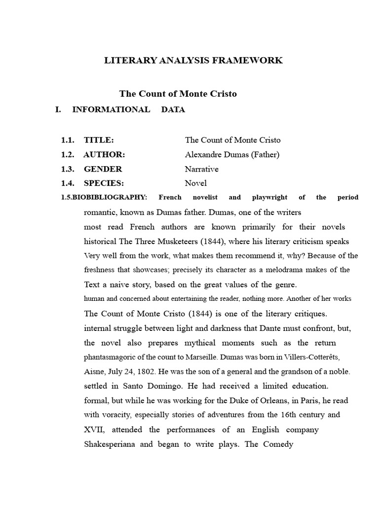 Literary Analysis Outline Sheyla | PDF | The Count Of Monte Cristo ...