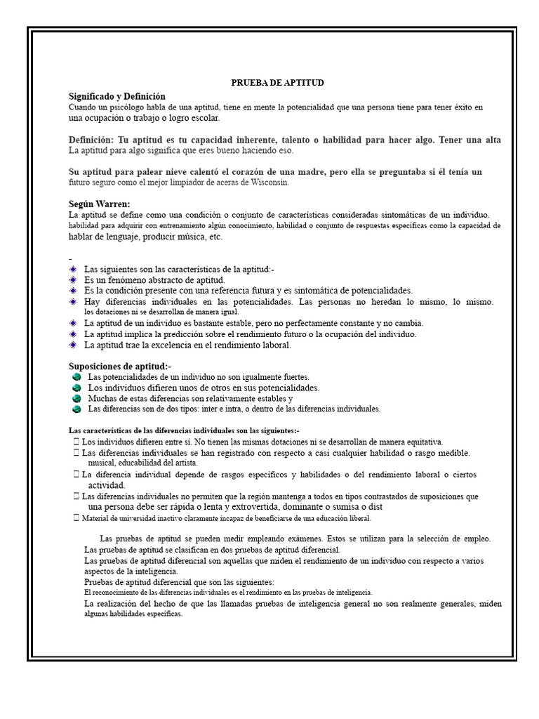 Definición y Características de la Aptitud | PDF | Inteligencia | Cognición
