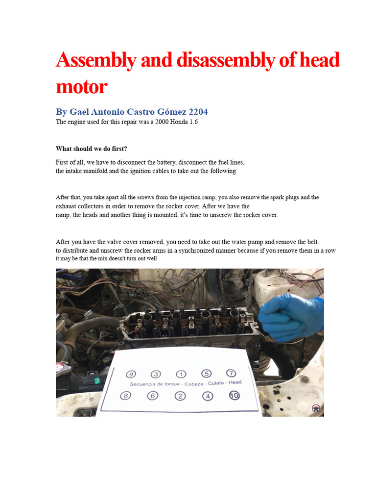 Assembly and Disassembly of Engine Head | PDF