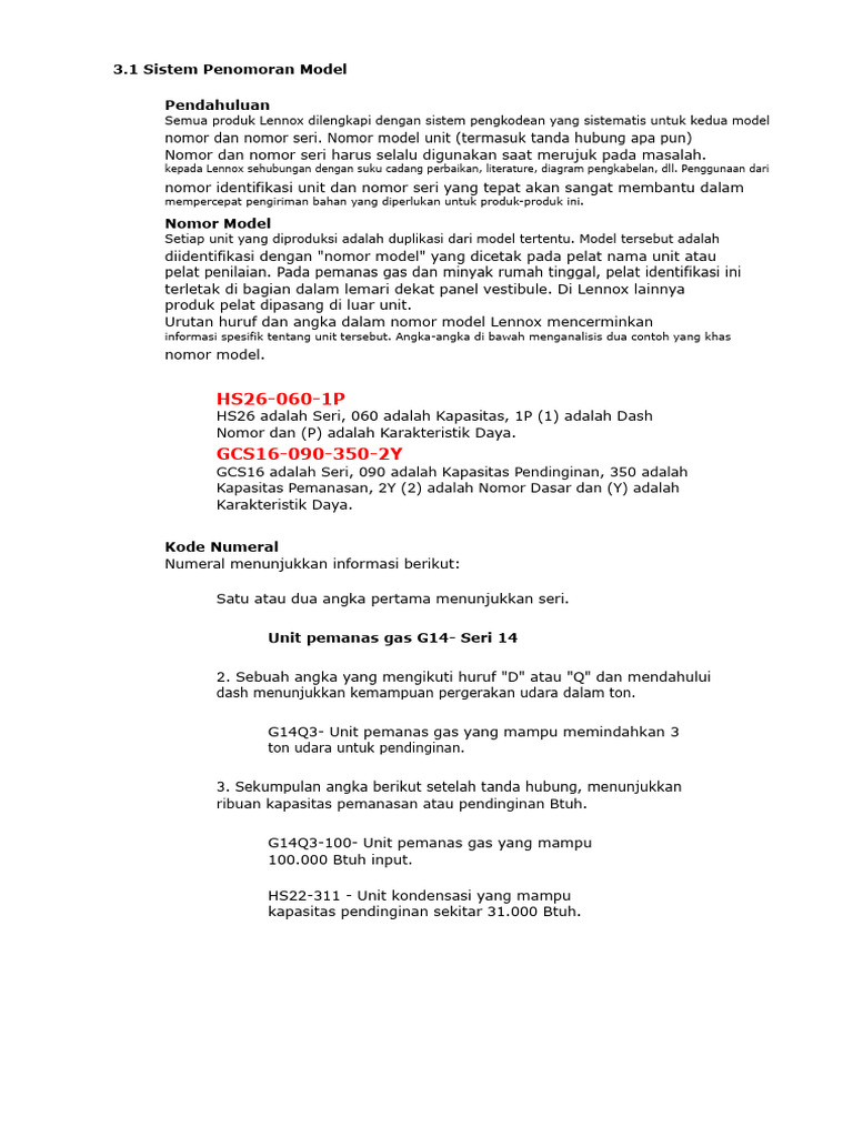 Nomenklatur Nomor Seri Lennox | PDF