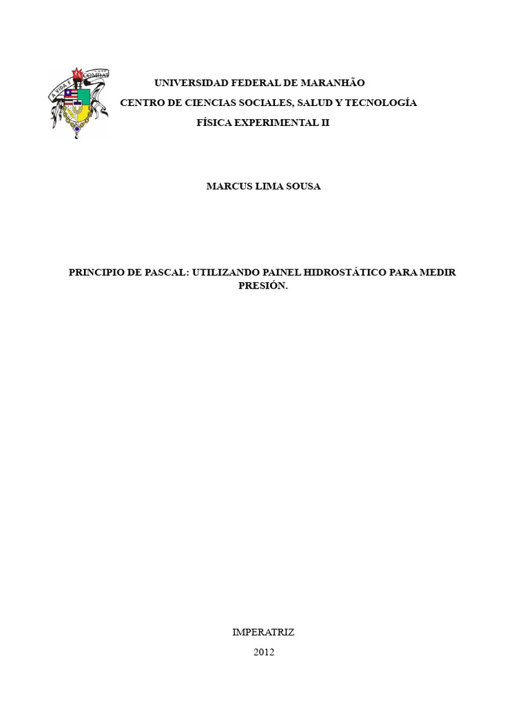 Informe PRINCIPIO DE PASCAL UTILIZANDO PANEL HIDROSTÁTICO PARA MEDIR ...