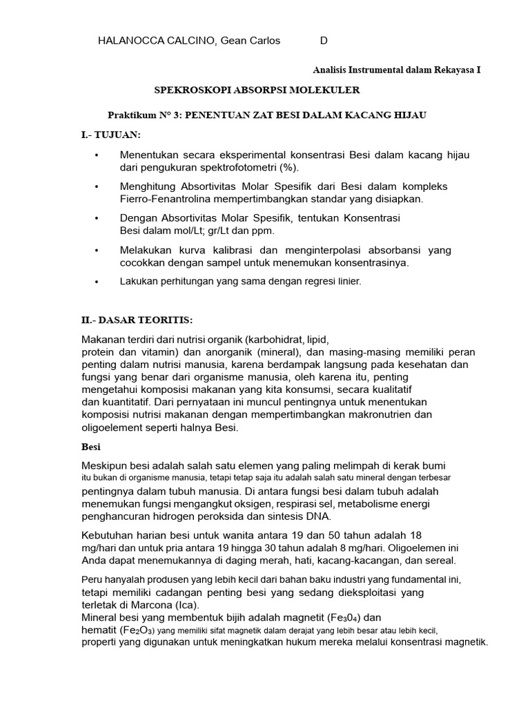 LAB. N° 3 - PENENTUAN BESI DALAM KACANG HIJAU | PDF