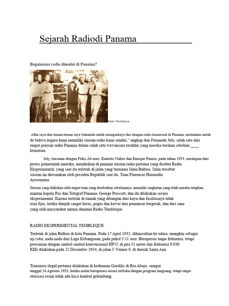 Sejarah Radio Pertama di Panama | PDF