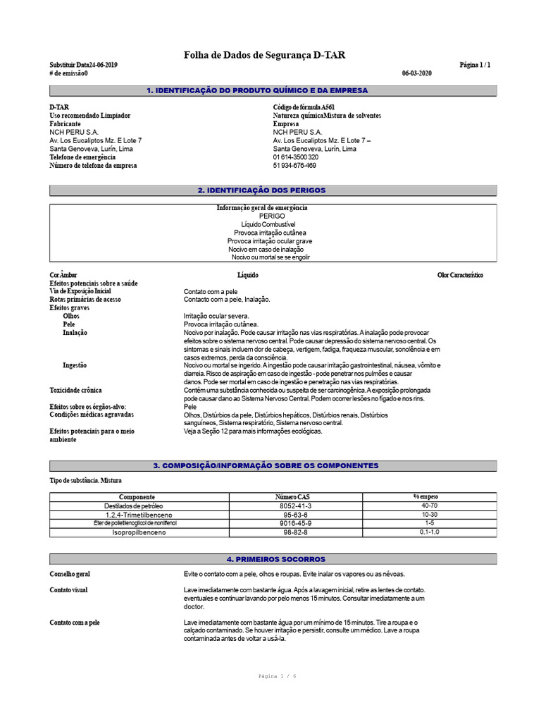 D-TAR A561 | PDF | Respiração | Solvente