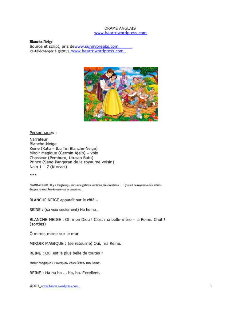 Drame de Blanche-Neige en Anglais | PDF | Blanche-Neige