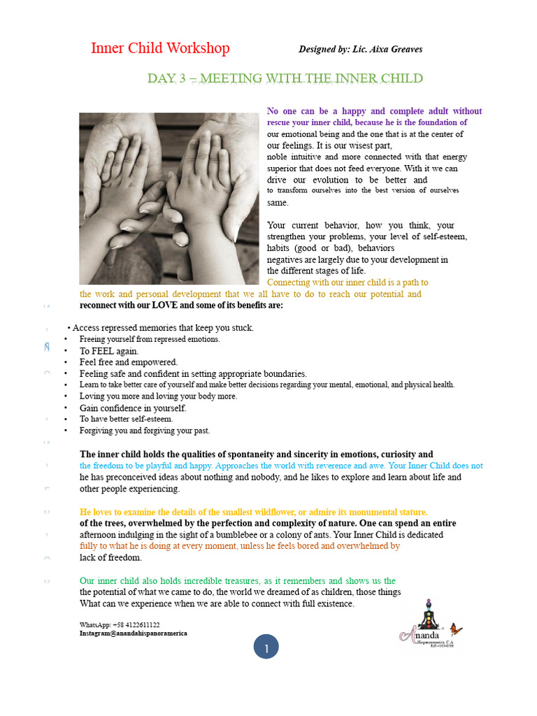 Inner Child Healing Workshop Guide | PDF | Self Esteem | Psychological ...