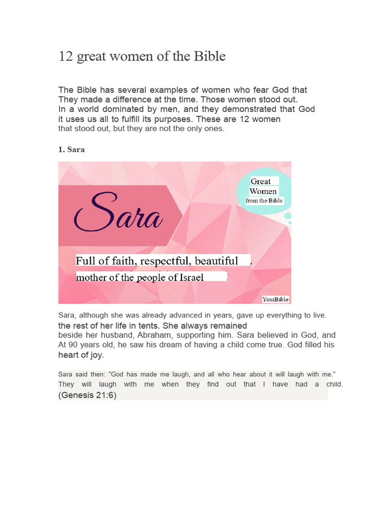 12 Inspiring Women of the Bible | PDF | Jesus | Joshua