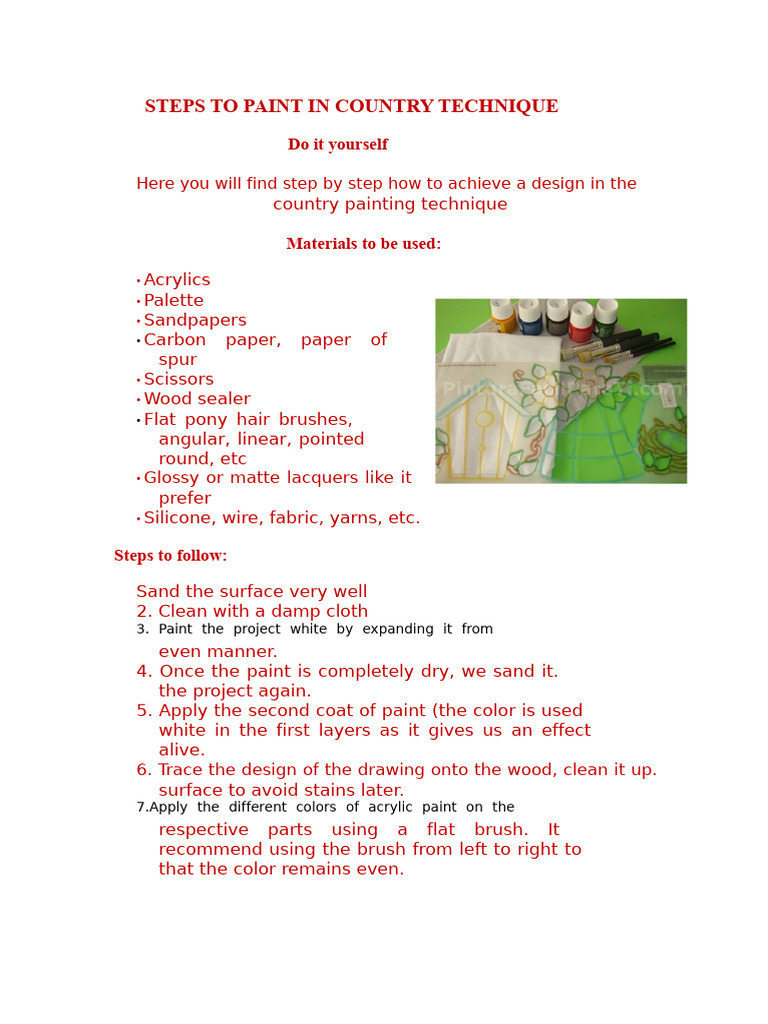 Steps To Paint in Country Technique | PDF | Acrylic Paint | Paint
