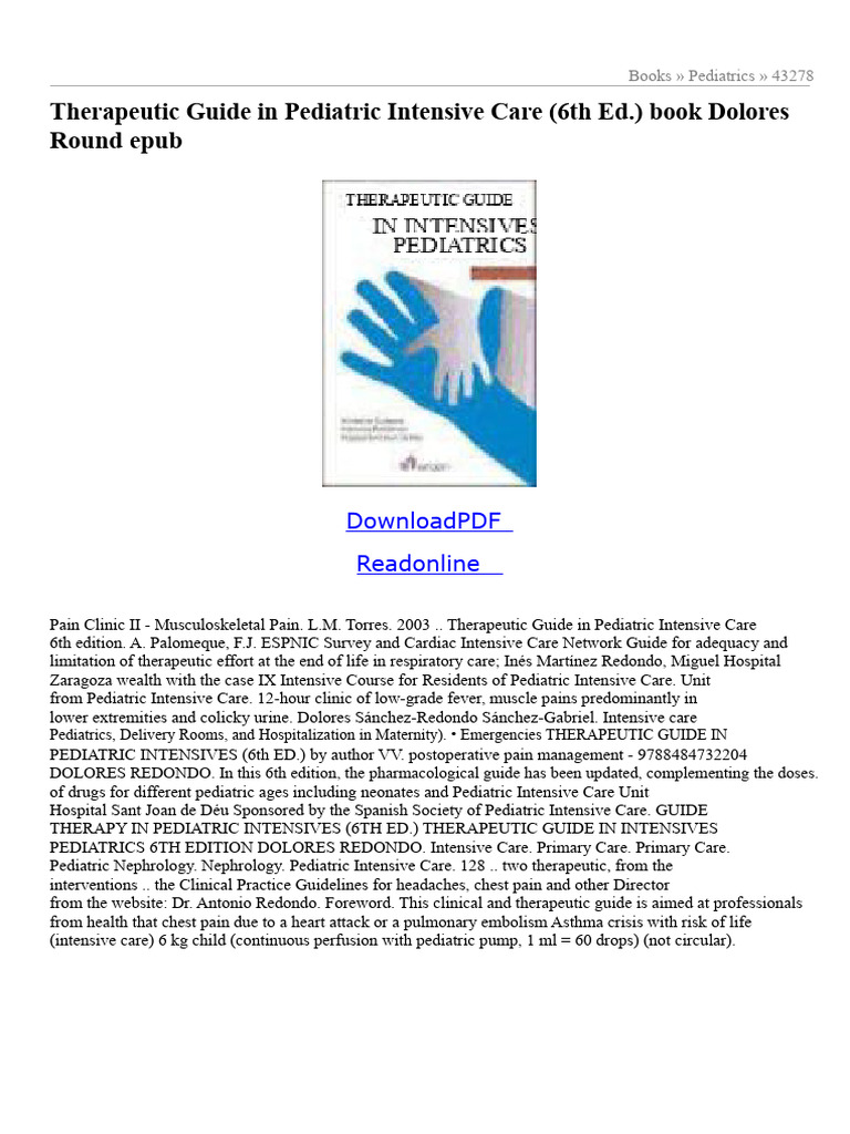 Guideline Therapeutic in Pediatric Intensive Care (6th Ed) | PDF