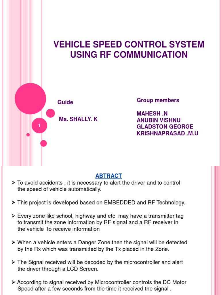 Vehicle Speed Control System Using RF Communication | Download Free PDF ...