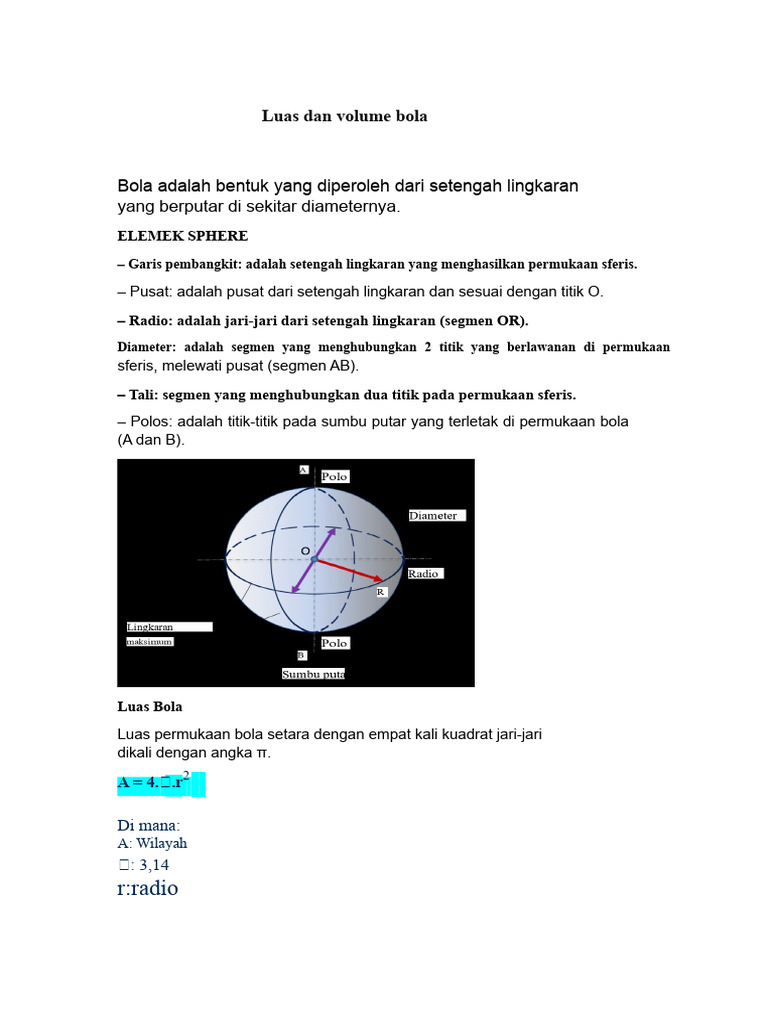 Luas Dan Volume Sebuah Bola | PDF