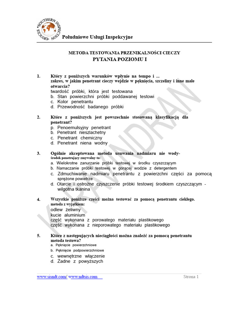 Basic NDT - PT QB - 1 | PDF