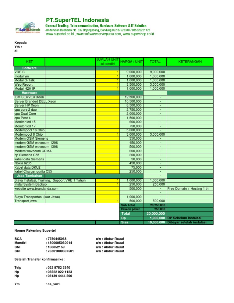 Jasa Bikin Server Pulsa VRE Supertel Paket 3000 An Transaksi Perhari | PDF | Komputer