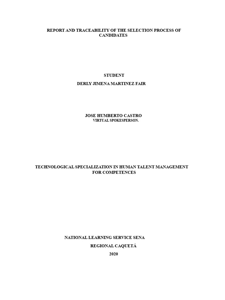 Report and Traceability of The Candidate Selection Process | PDF ...