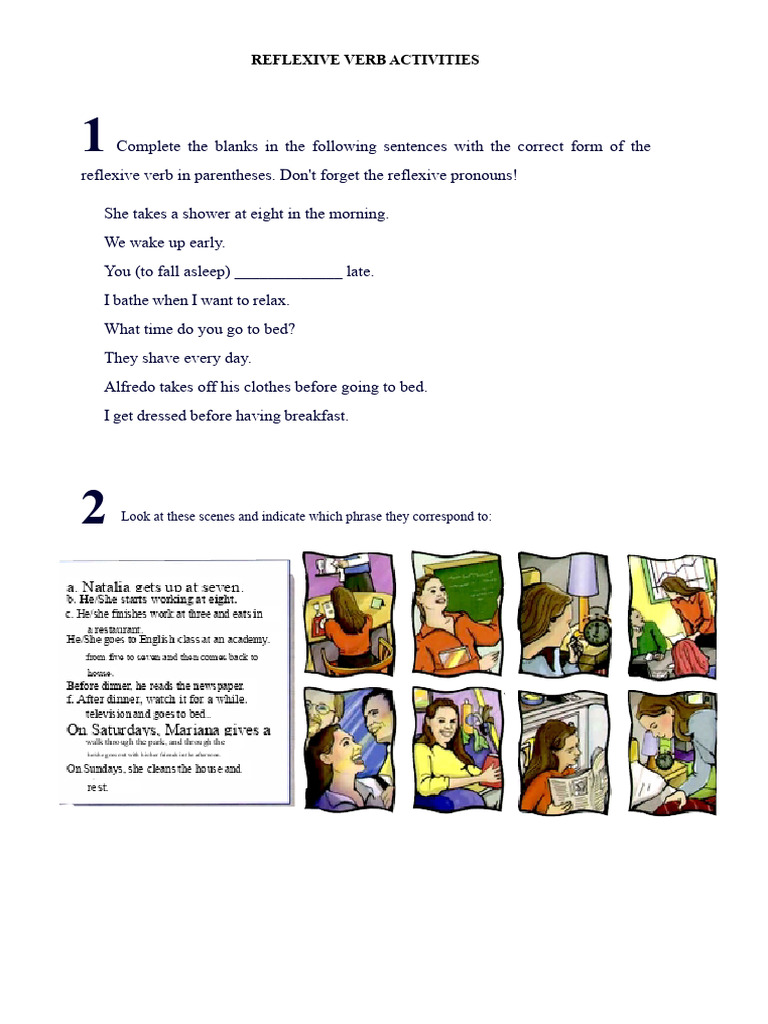 Reflexive Verbs - Exercises | PDF