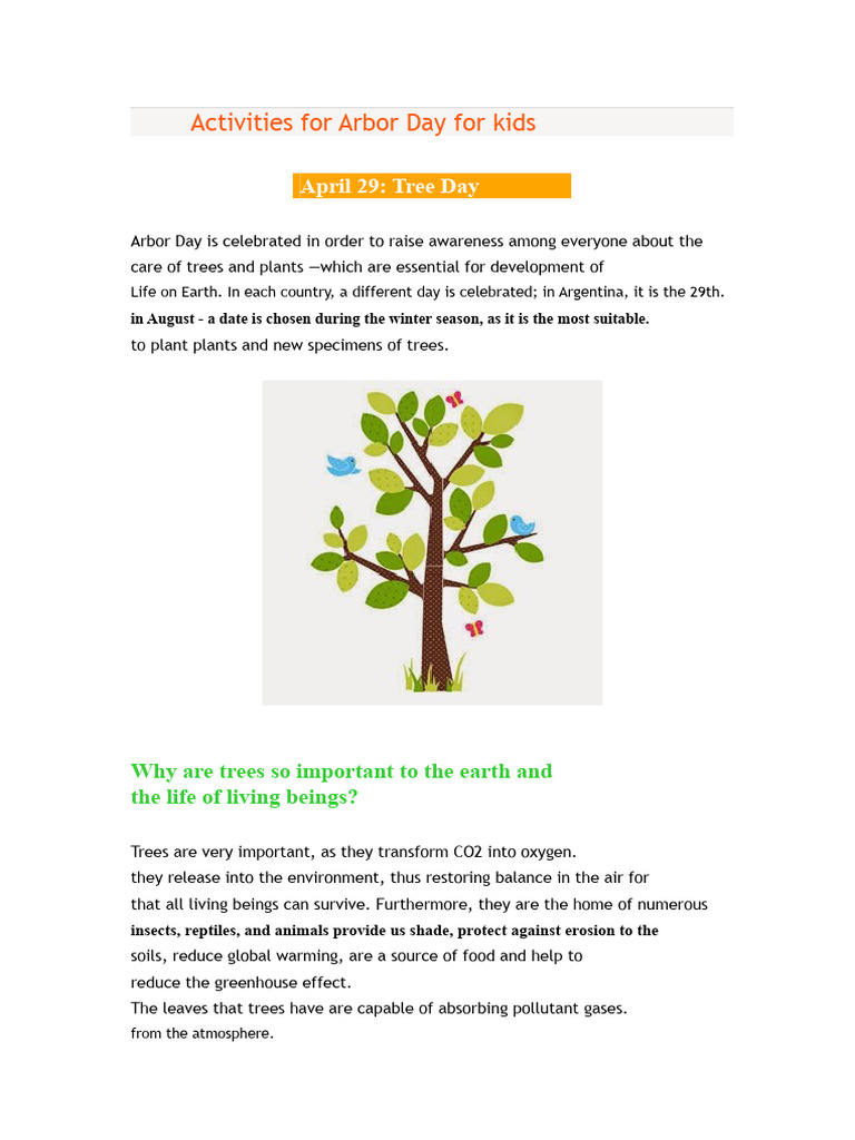 Arbor Day Activities for Kids | PDF | Trees | Soil