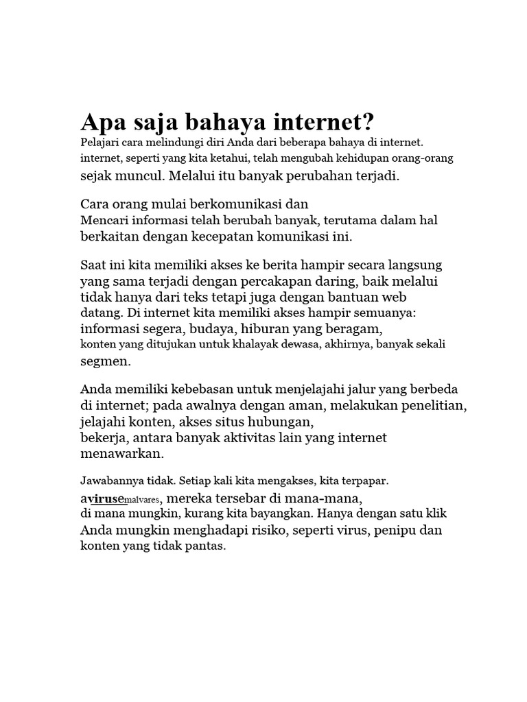 Apa Saja Bahaya Internet? | PDF
