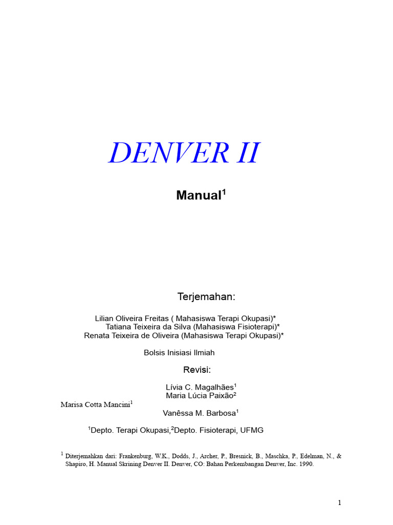 Panduan Lengkap Manual Denver II | PDF