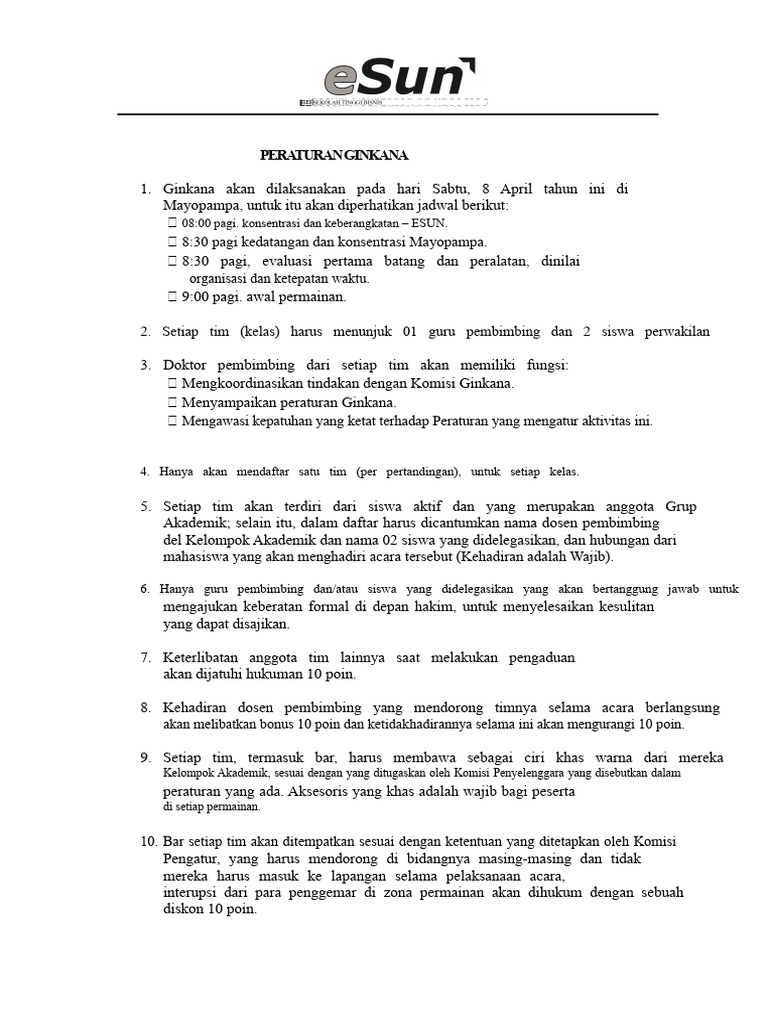 Peraturan Ginkana Dan Dasar Permainan | PDF