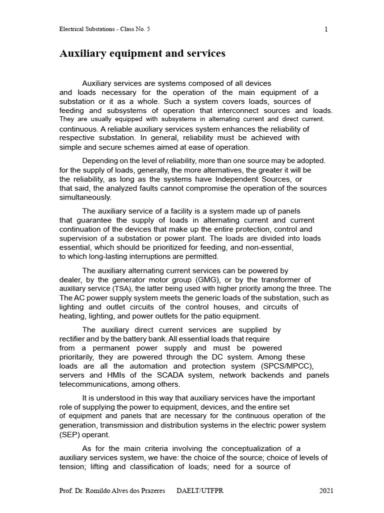 Auxiliary Services in Electrical Substations | PDF | Rectifier ...