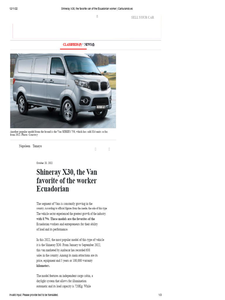 Shineray X30, The Favorite Van of The Ecuadorian Worker - Carburando ...