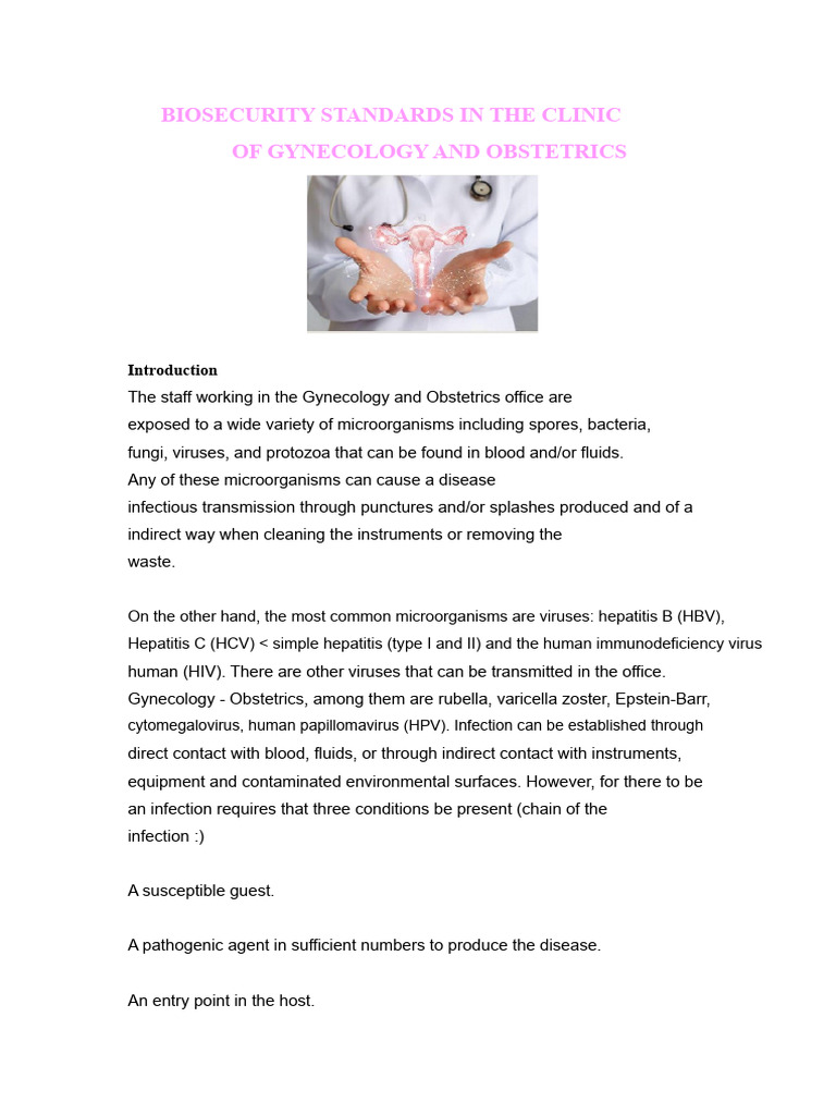 Biosecurity Regulations in Gynecology and Obstetrics Office 1 | PDF ...
