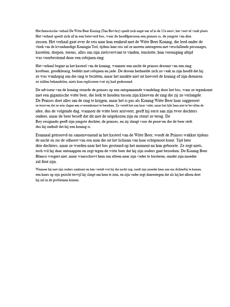 De Koning Witte Beer Taal | PDF