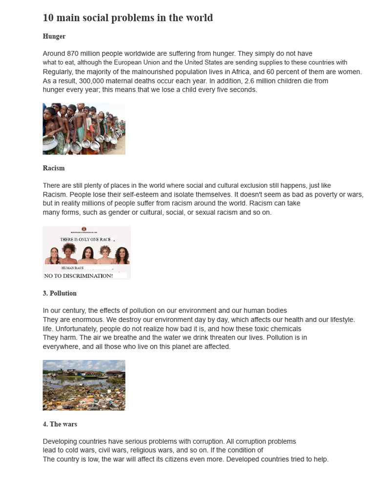Top 10 Global Social Issues Today | PDF | Hiv/Aids In Africa | Public ...