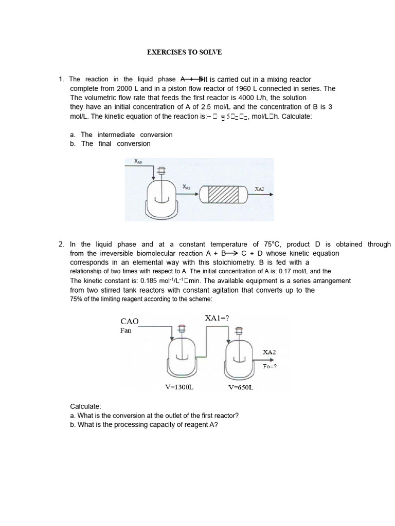 Liquid Phase Reaction Conversion Calculations | PDF