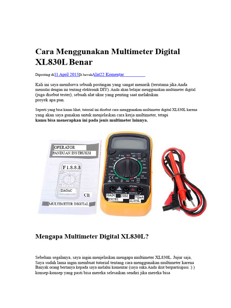Multimeter Digital Xl830l | PDF