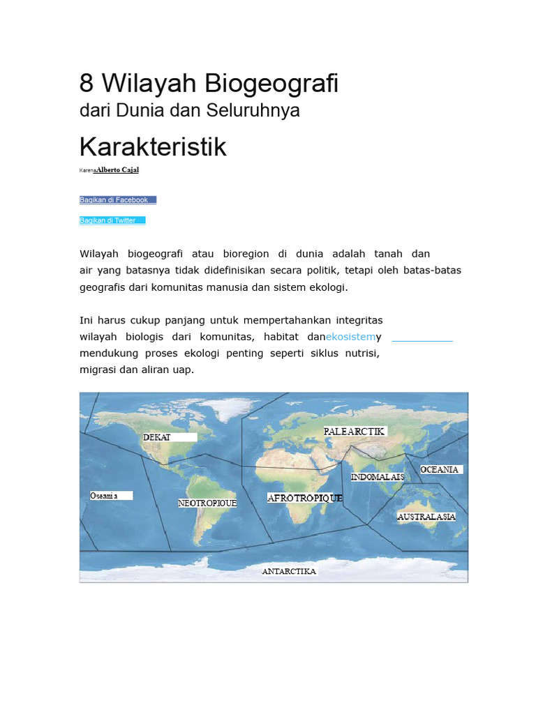 8 Wilayah Biogeografi Dunia Dan Karakteristiknya | PDF