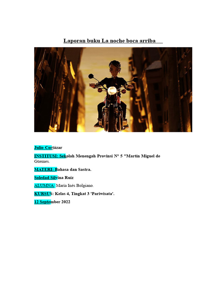 Laporan Bahasa Buku La Noche Boca Arriba | PDF
