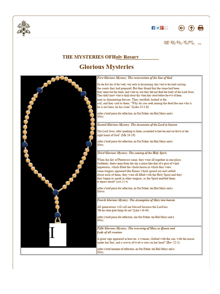 Glorious Mysteries - The Mysteries of The Holy Rosary | PDF | Lord's ...
