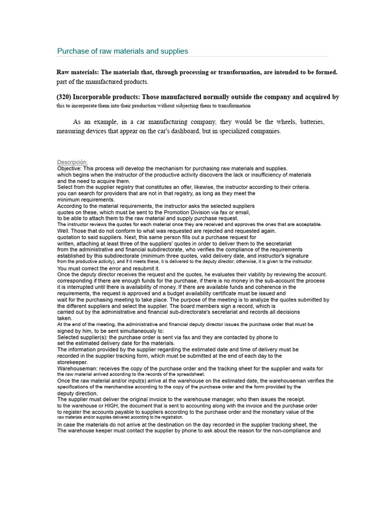 5-Purchase of Raw Materials and Supplies, Incorporable Products and ...