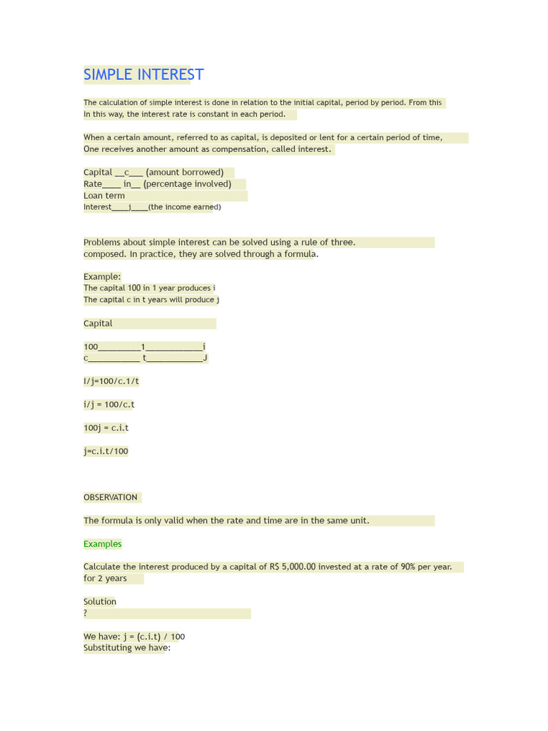 Simple Interest Calculation Guide | PDF | Interest | Compound Interest