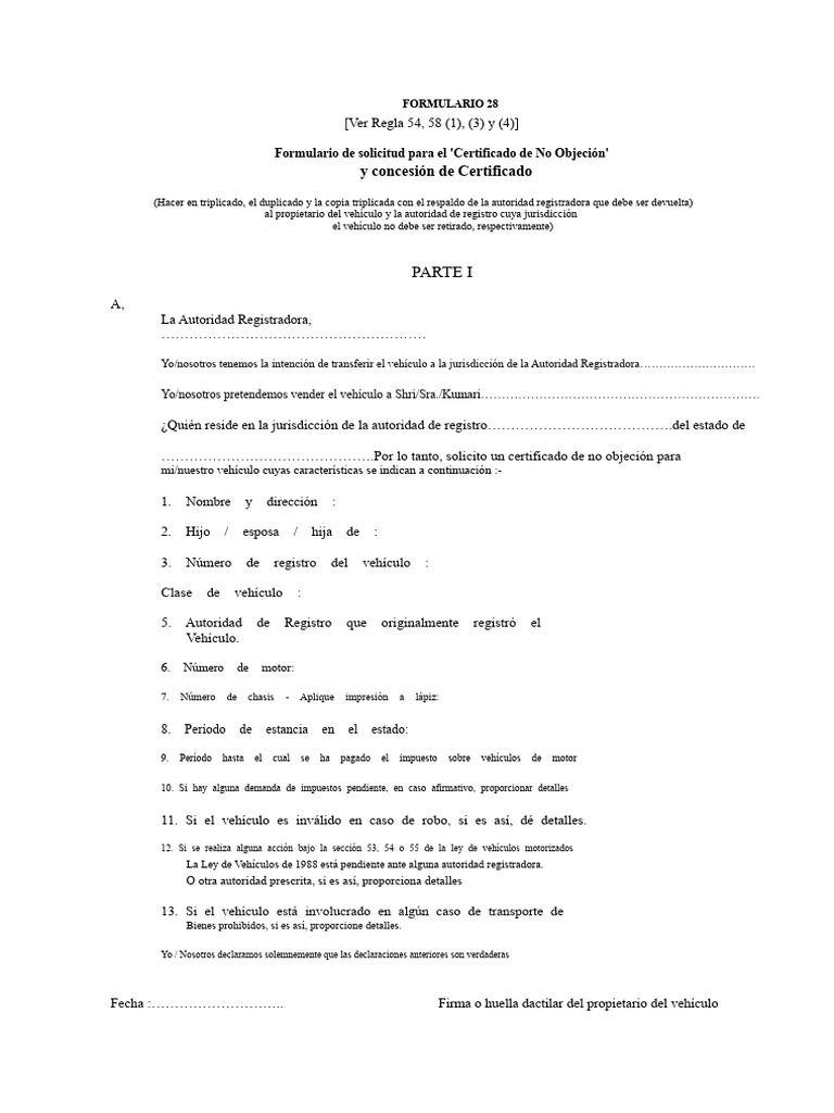Formulario 28 Noc Formulario Rto | PDF