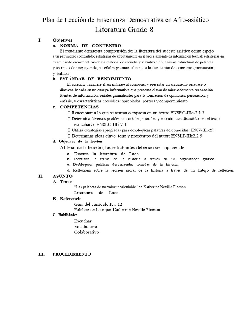 Plan de Lección de Enseñanza Demostrativa en Afro | PDF
