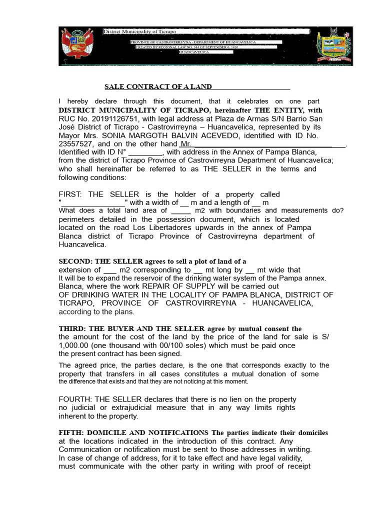 Land Purchase and Sale Contract | PDF | Common Law | Private Law