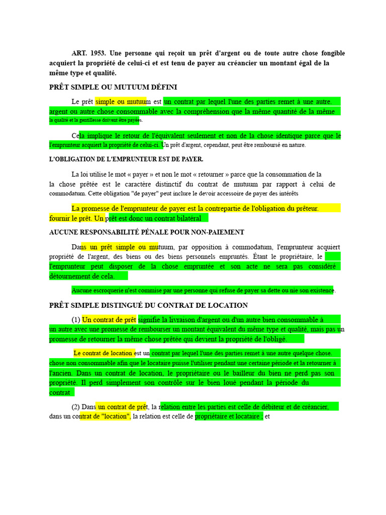 Prêt simple : définition et obligations | PDF | Prêts | Centre d'intérêt