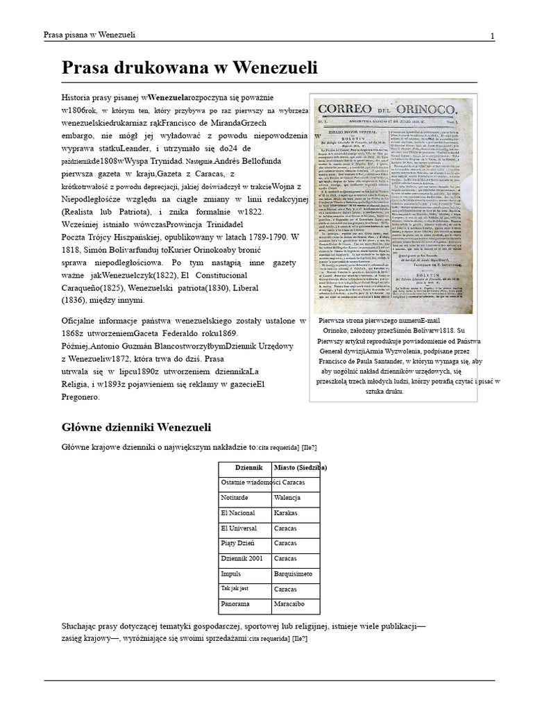 Prasa Drukowana W Wenezueli | PDF