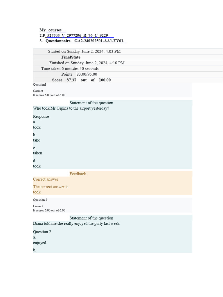 Course Questionnaire Results and Feedback | PDF | Entrepreneurship | 3 ...