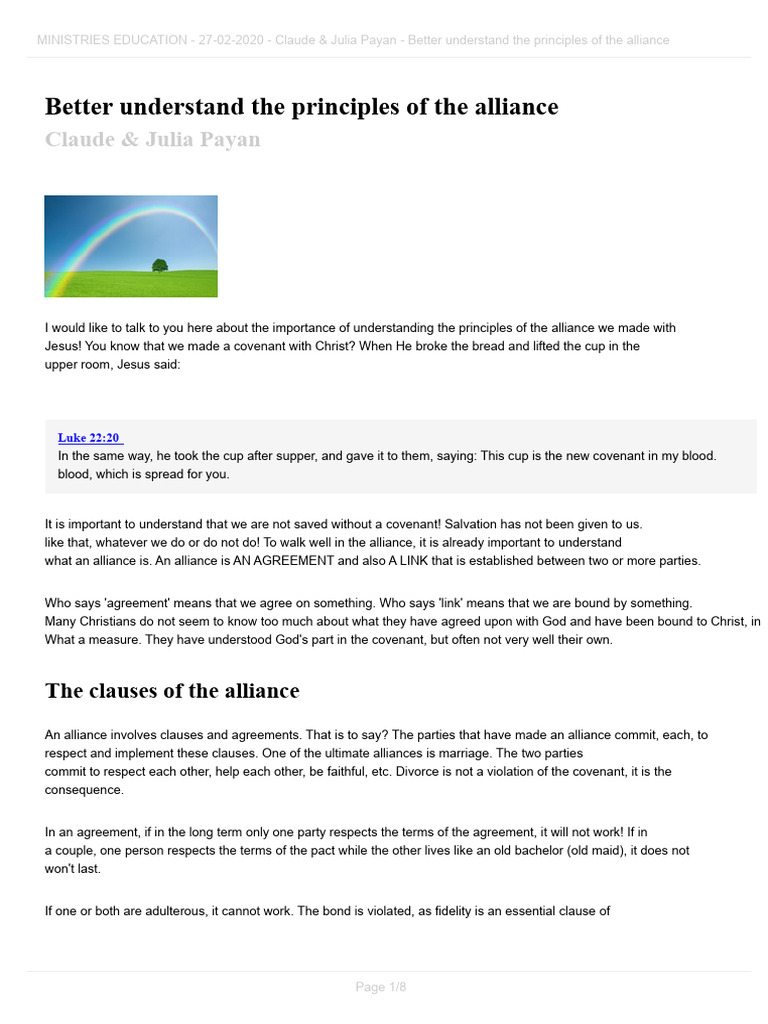Better Understand The Principles of The Alliance | PDF | New Covenant ...
