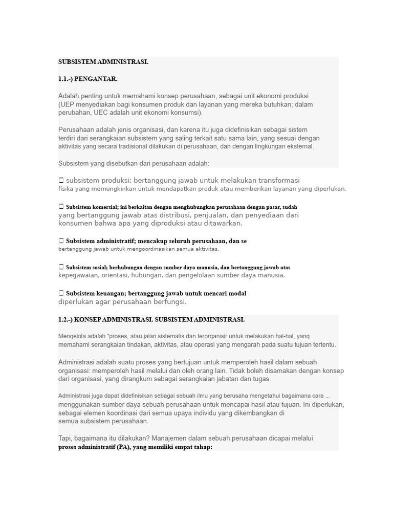 Subsistem Administrasi Perusahaan | PDF