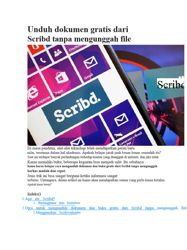 Unduh Buku Gratis dari Scribd Tanpa Upload | PDF
