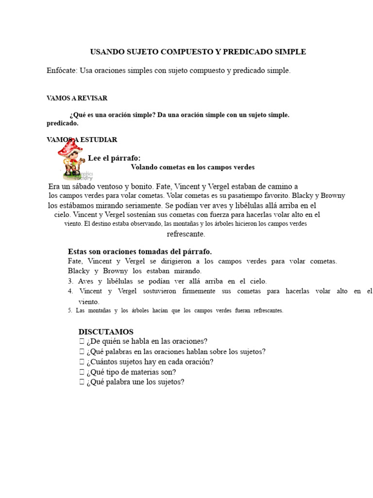 Usando Sujeto y Predicado Compuestos | PDF | Predicado (Gramática ...