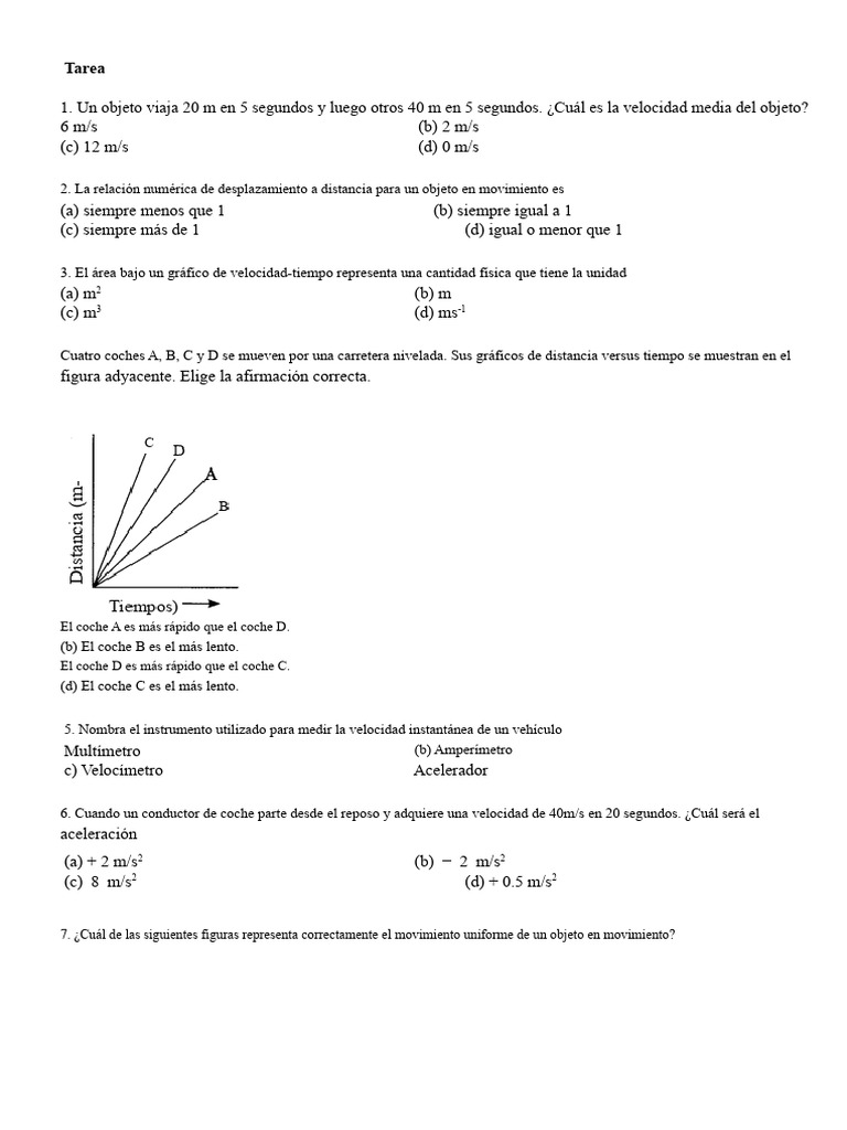 Movimiento y Fuerzas Clase 10 Práctica, Hoja de Trabajo de Física | PDF ...