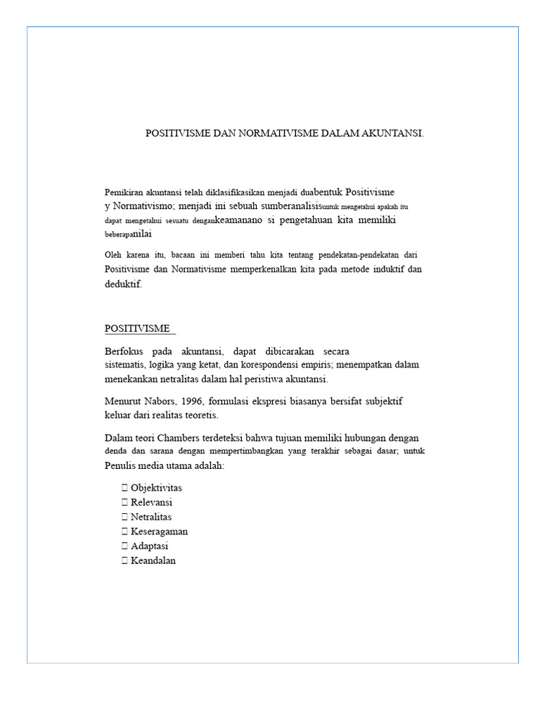 Teori Akuntansi - Positivisme Dan Normativisme | PDF