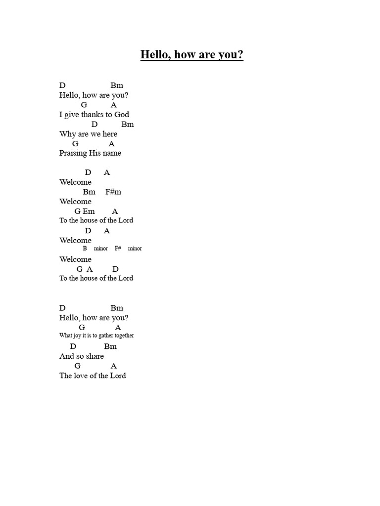 Hello, How Are You? | PDF
