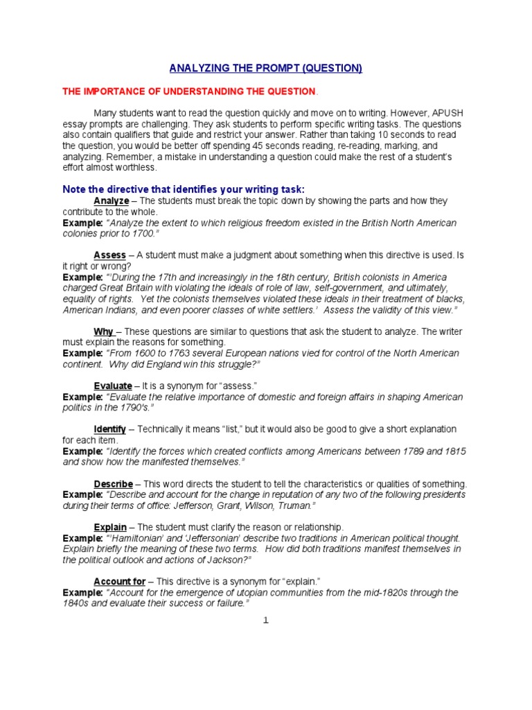 Analyzing The Prompt Handout | PDF | The United States | United Kingdom
