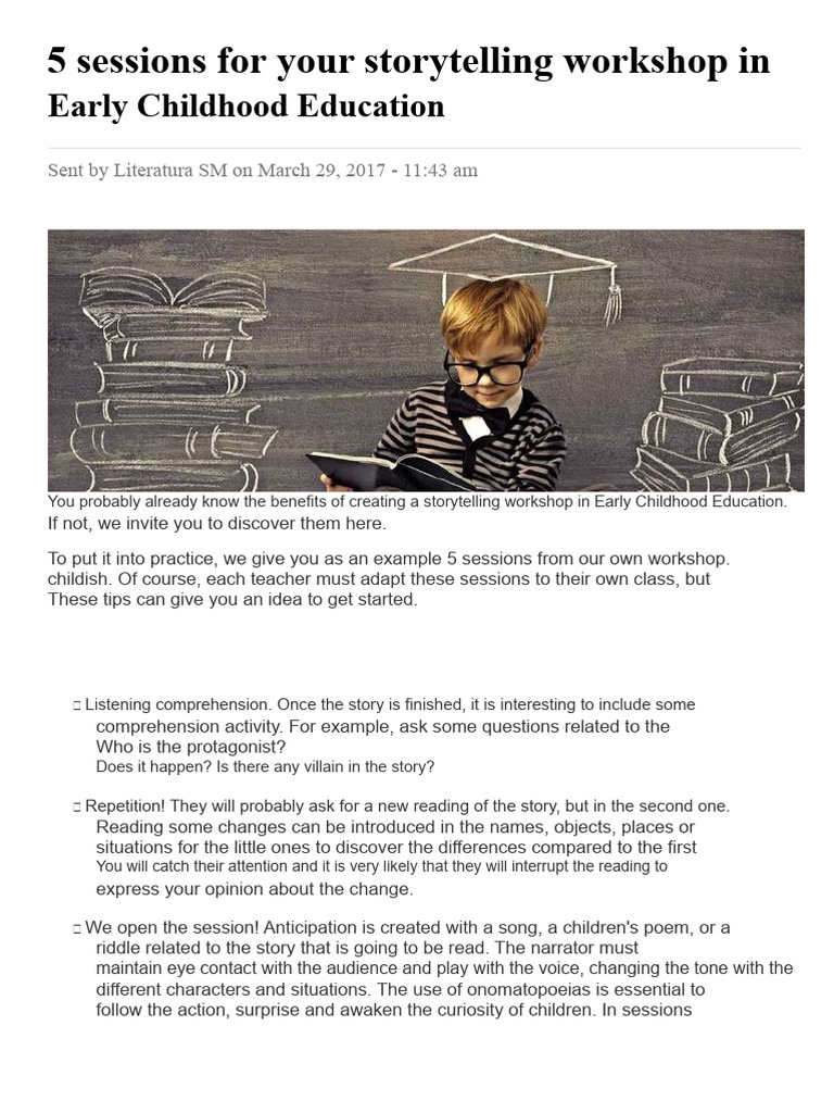 5 Storytelling Workshop Sessions for Kids | PDF | Reading Comprehension ...